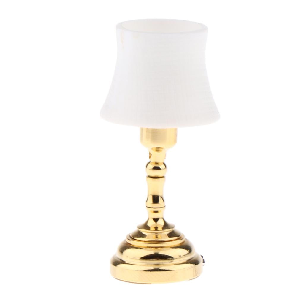 European Style 1/12 Miniature Table Desk LED Lamp With Button Battery ...
