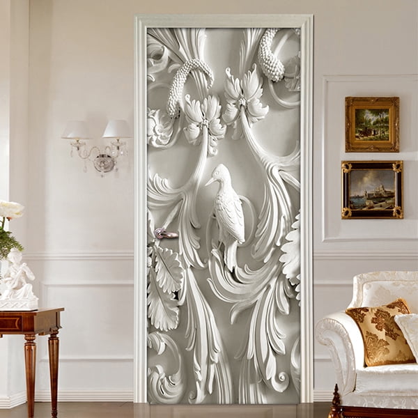 European Style 3D Stereoscopic Embossed Bird Branches Murals Wallpaper ...