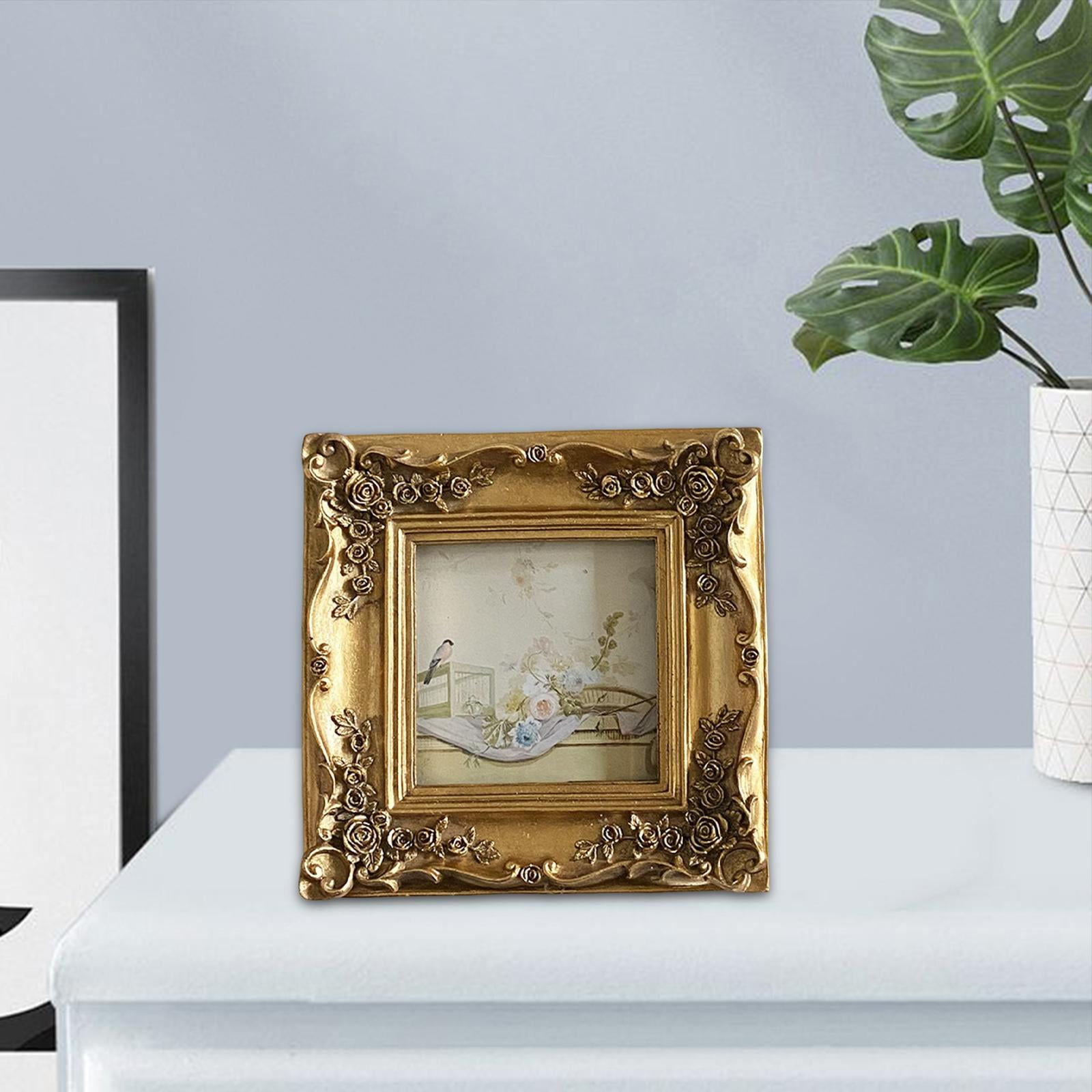 European Style 4x4 Square Photo Frame Tabletop and Wall Antique Ornate ...