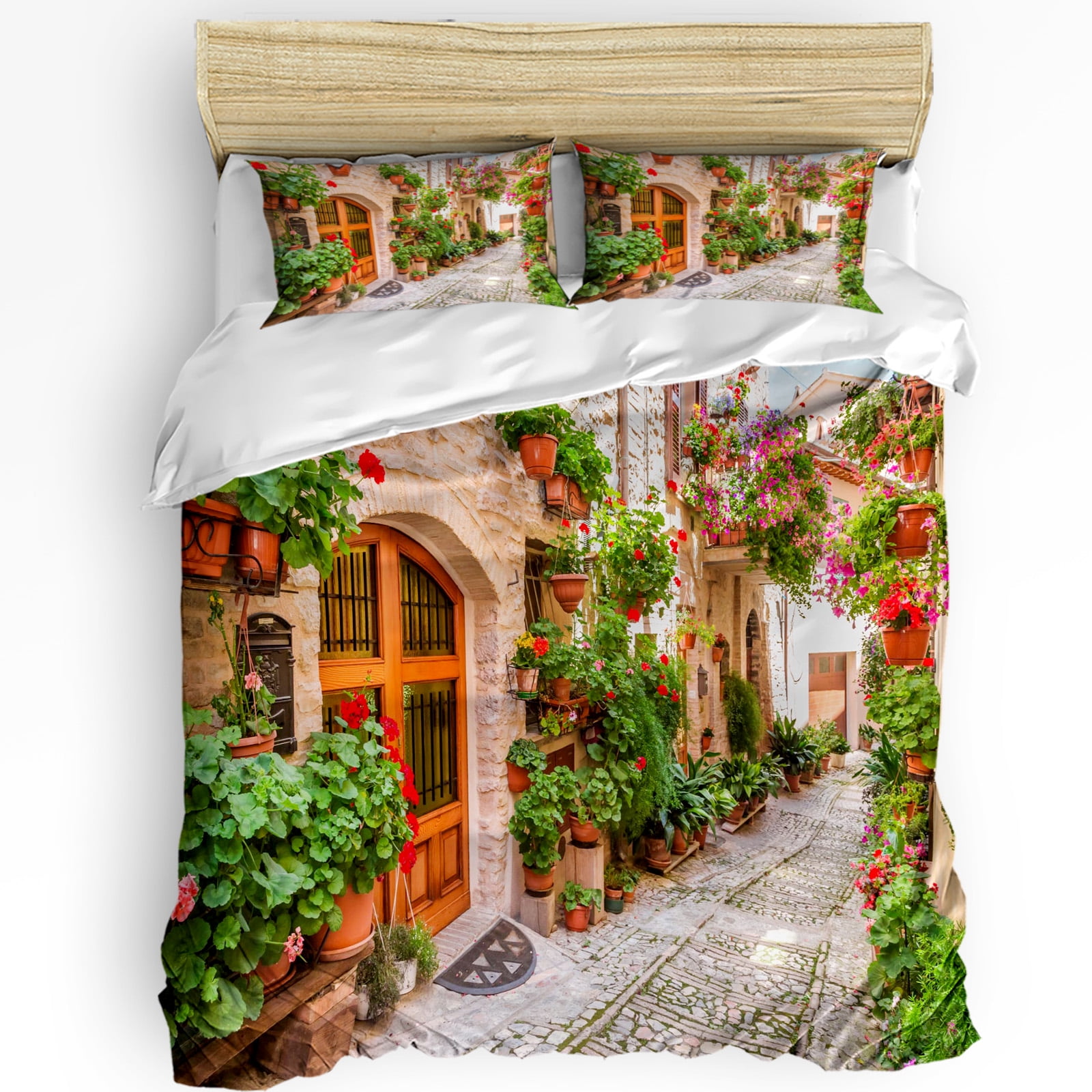 European Style Alley Street Scenery Bedding Set Duvet Cover Pillowcase ...