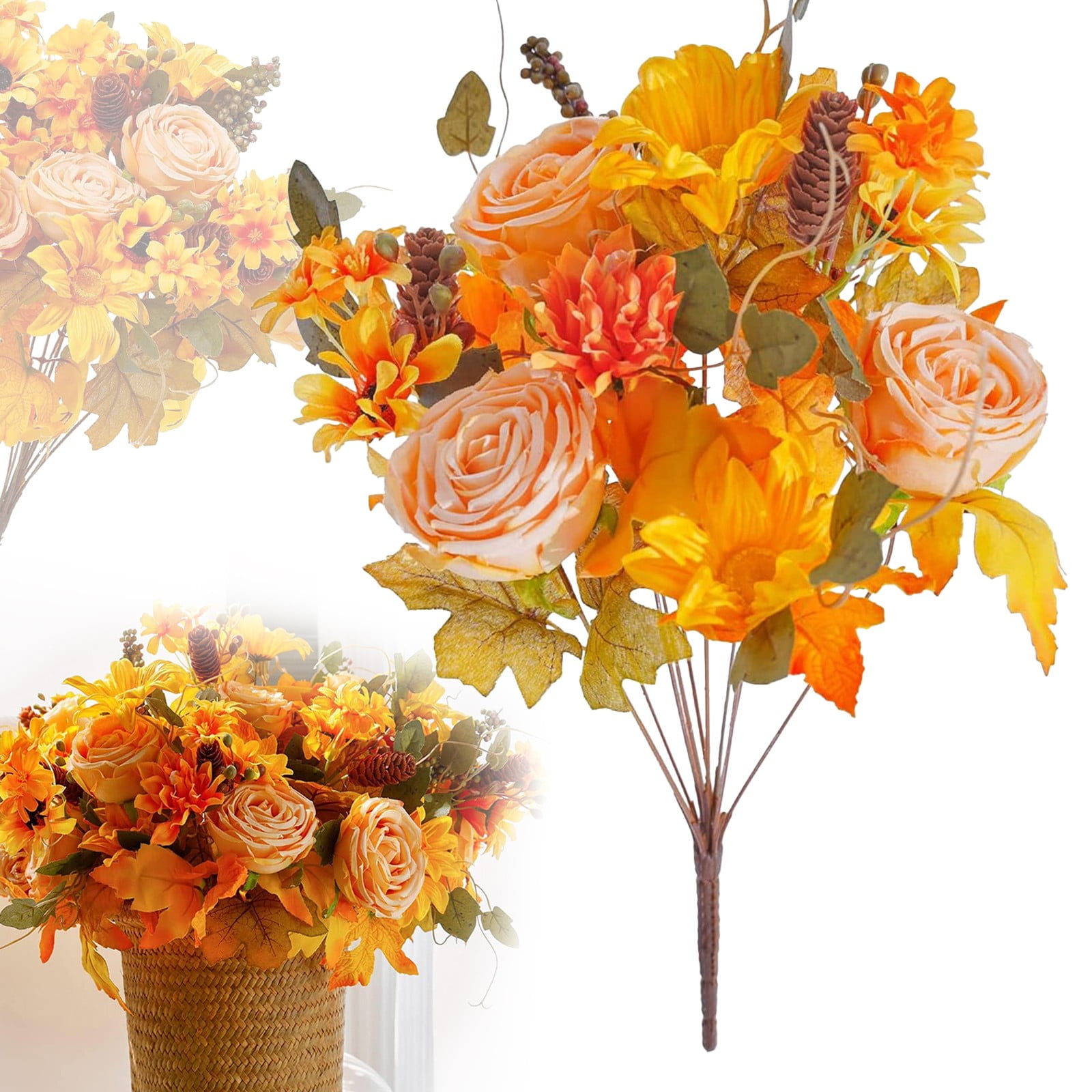 European-Style Artificial Peony & Daisy Bouquet: Realistic Fall Flowers ...