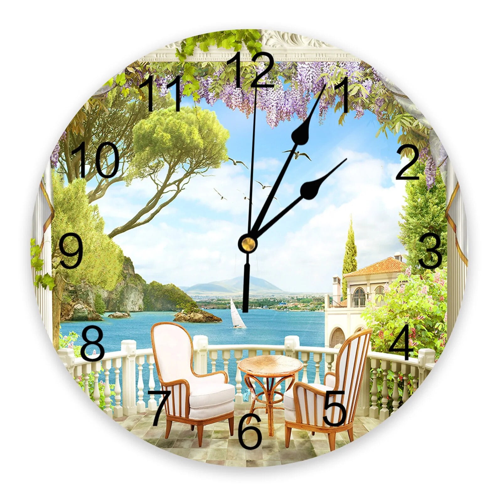European Style Balcony Scenery Clocks Wall Home Decor Modern Kitchen ...