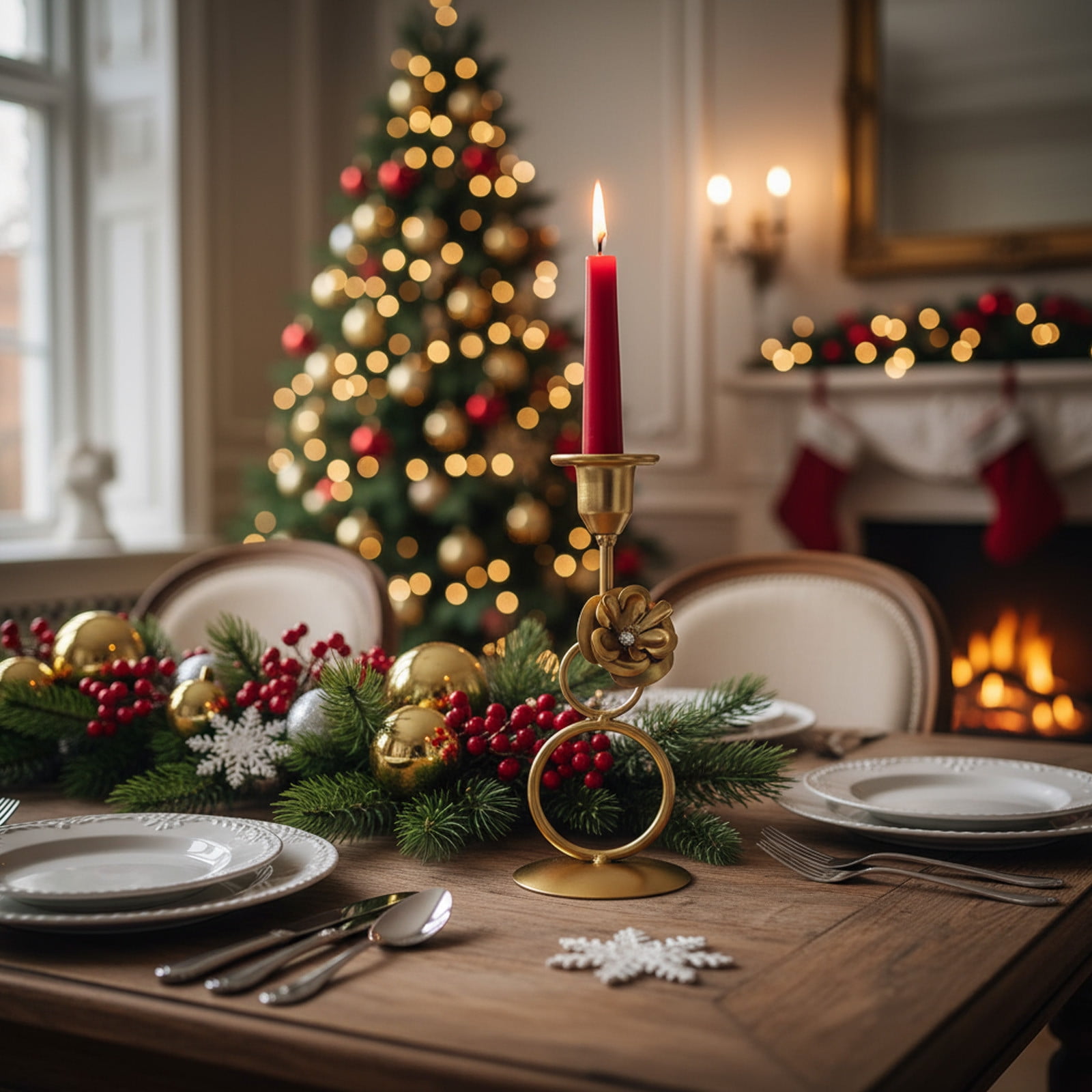 European Style Candlestick Holders with Rose,2.7x6.7Inch Desktop Candle ...