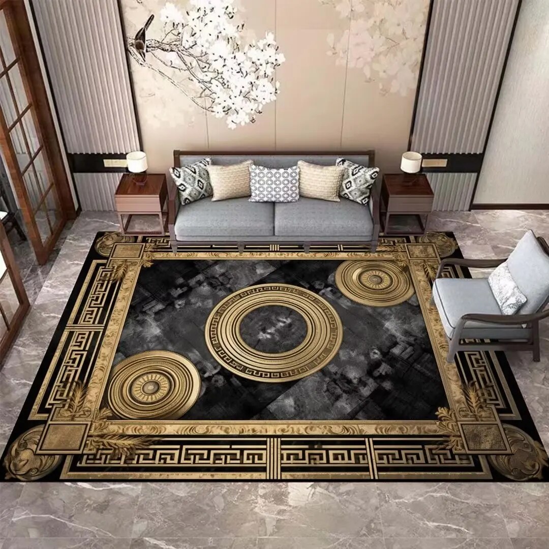 European Style Carpet Living Room Luxury Gold Black ration Home Old ...