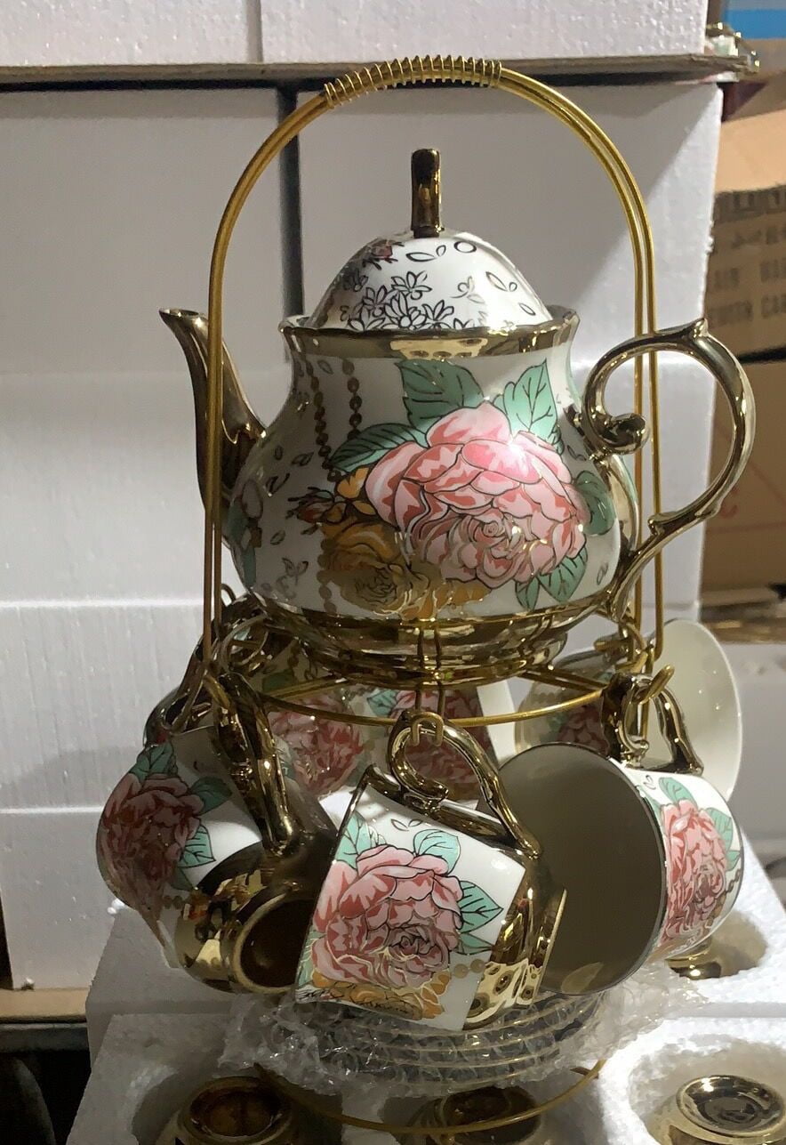 European Style Ceramic Coffee Set Electroplated Coffee Cup and Saucer ...