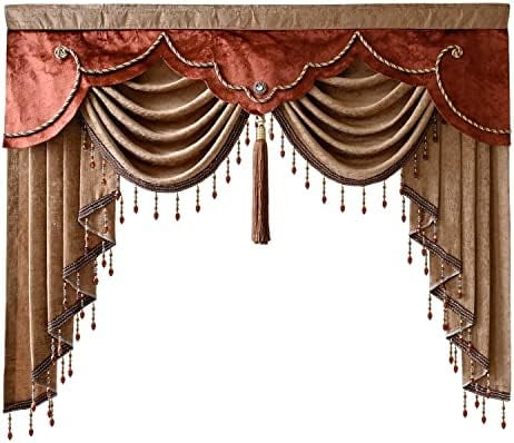 European Style Chenille Waterfall Swag Valance for Living Room Bedroom ...