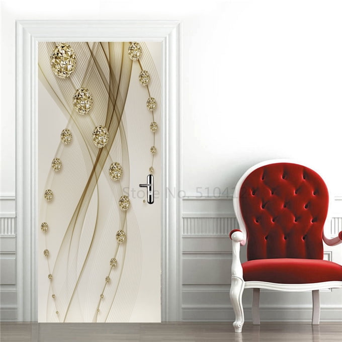 European Style Door Stickers 3D Geometric Wallpapers Self-adhesive ...