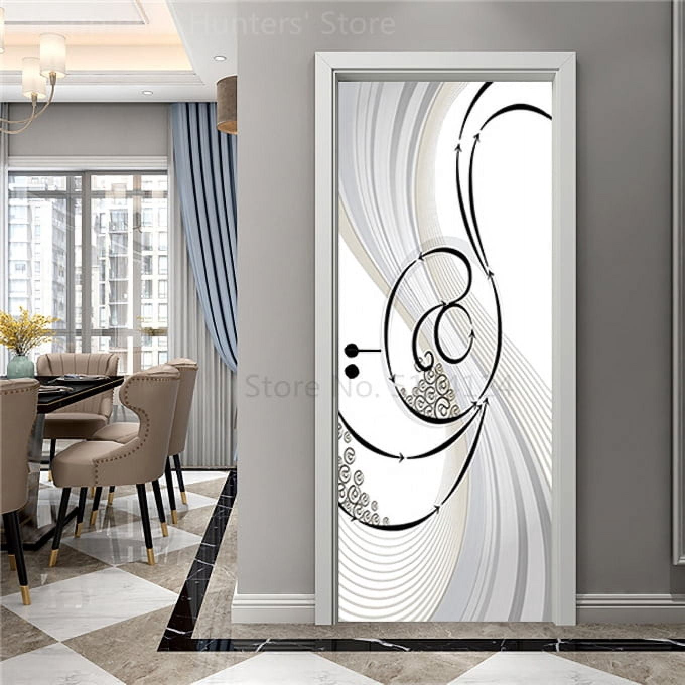 European Style Door Stickers 3D Geometric Wallpapers Self-adhesive ...