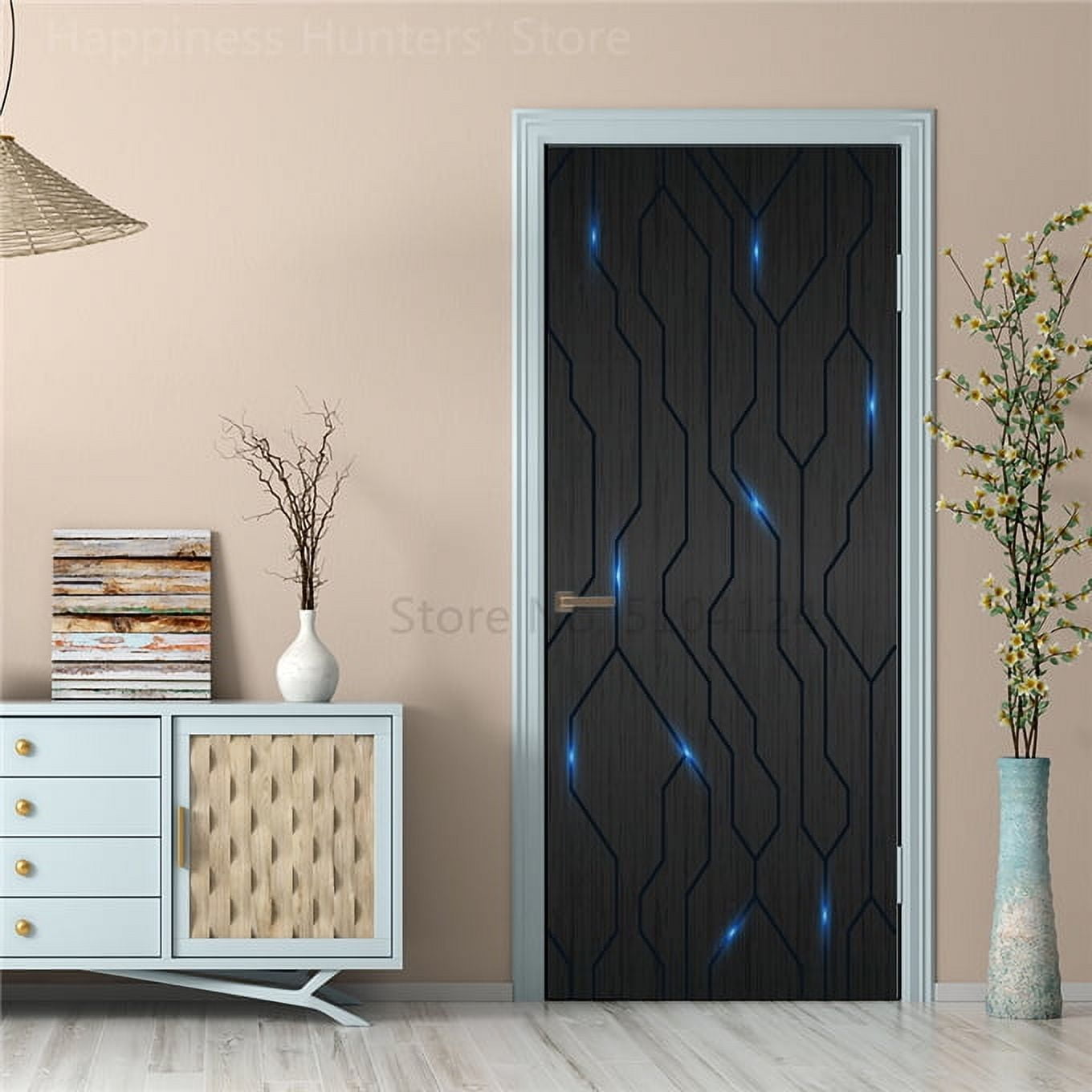 European Style Door Stickers 3D Geometric Wallpapers Self-adhesive ...