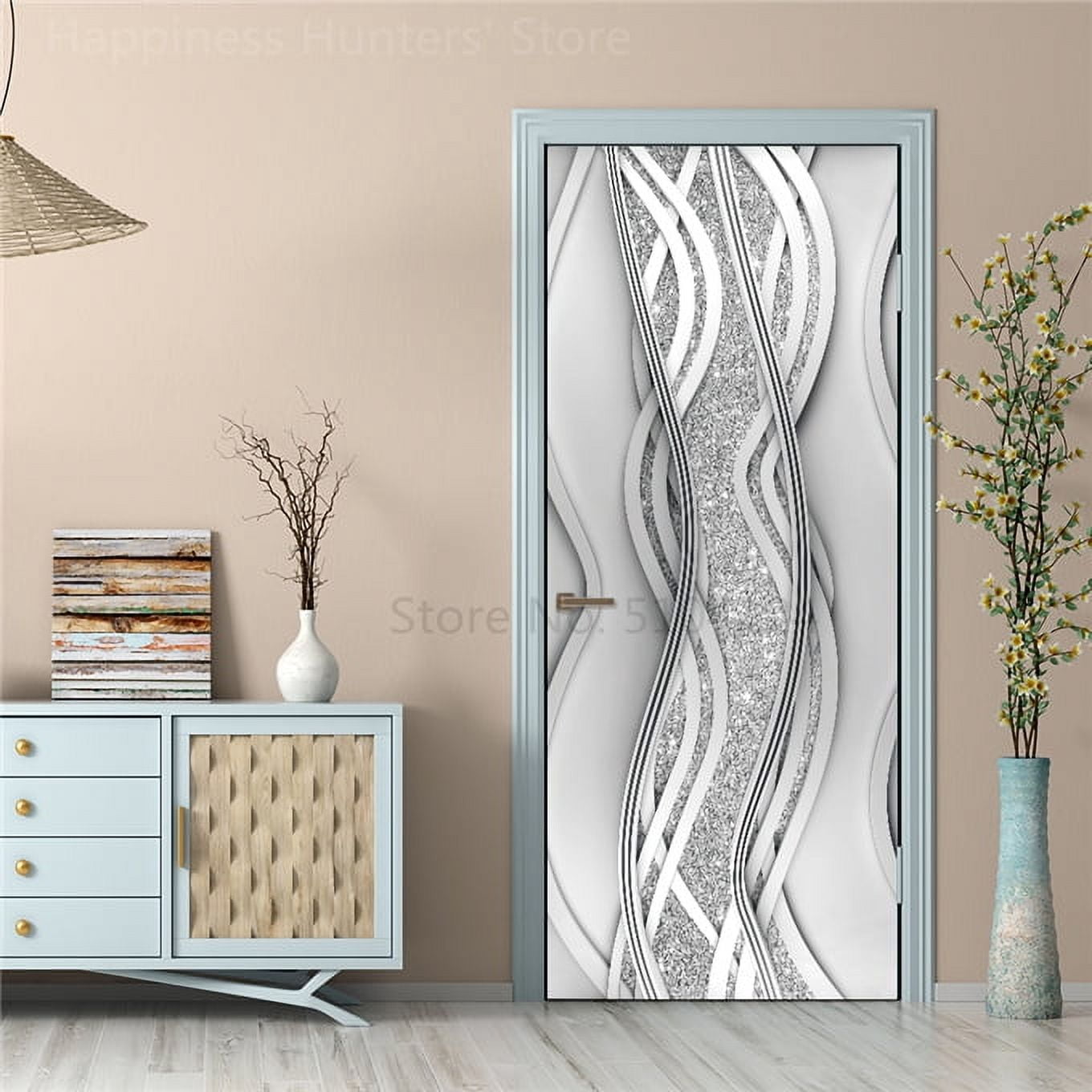 European Style Door Stickers 3D Geometric Wallpapers Self-adhesive ...