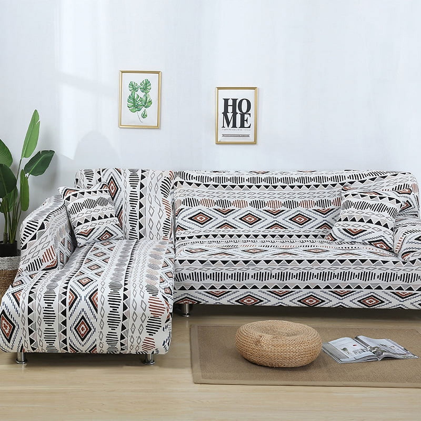 European Style Elastic Print Sofa Cover Full Cover Fabric L Shape ...