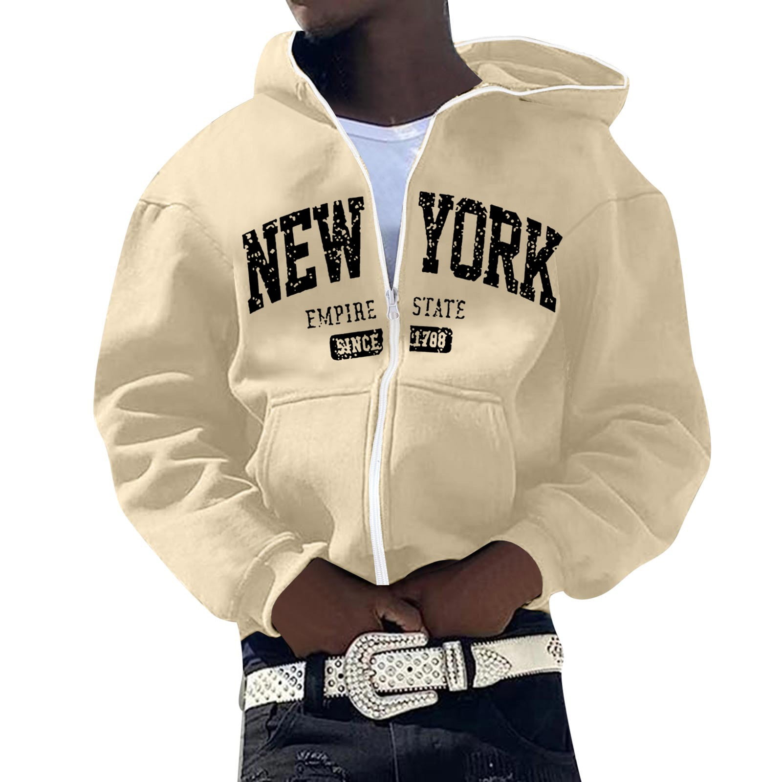 European Style Embroidered Personality Hooded Sweater Cardigan Casual ...