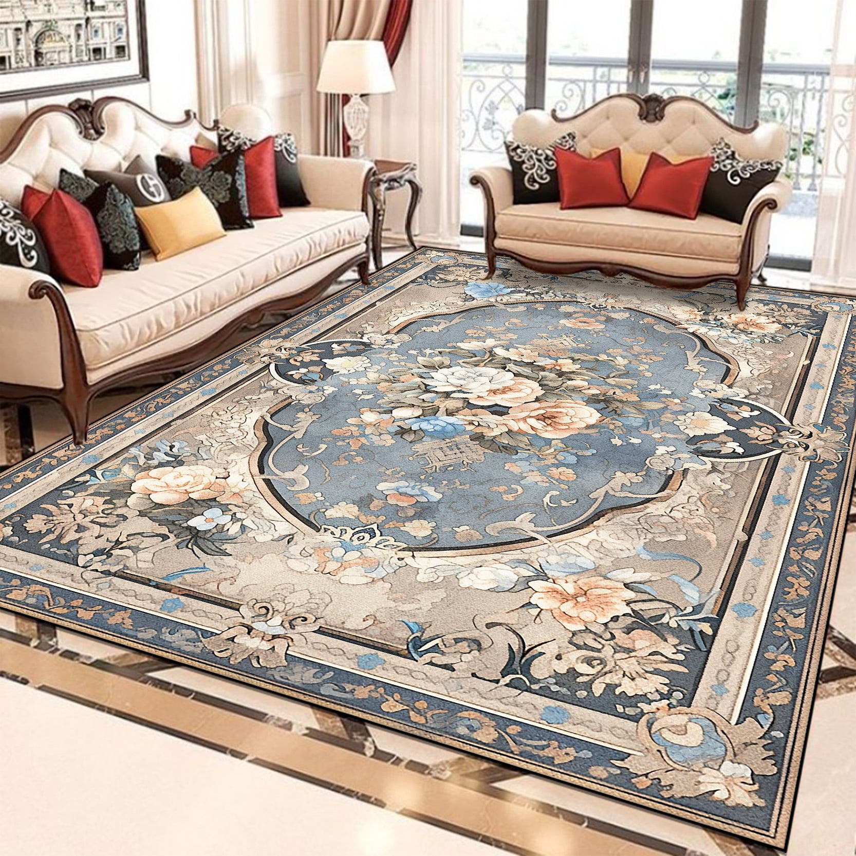 European Style Flower Carpets for Living Room Retro ration Home Carpet ...