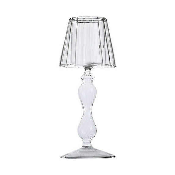 European Style Glass Desk Lamp Shaped Candle Holder, Clear High Legged ...