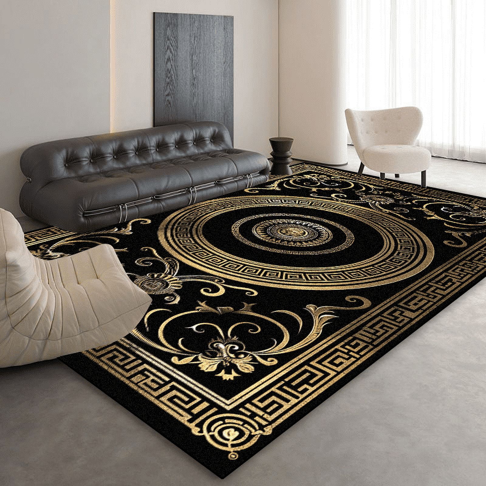 European Style Home Luxury Carpets Living Room Black Golden Carpet Sofa ...