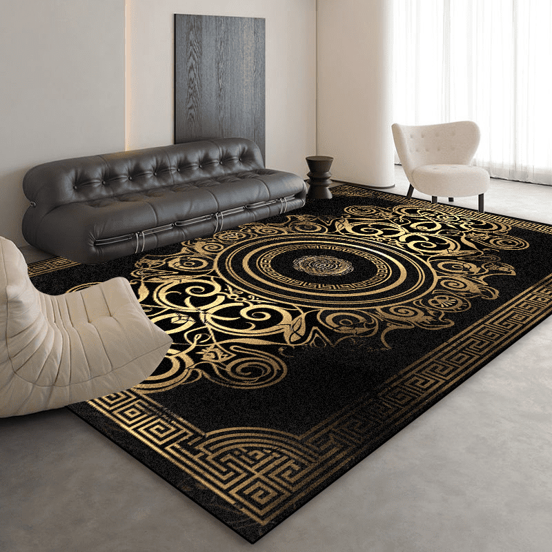 European Style Home Luxury Carpets Living Room Black Golden Carpet Sofa ...