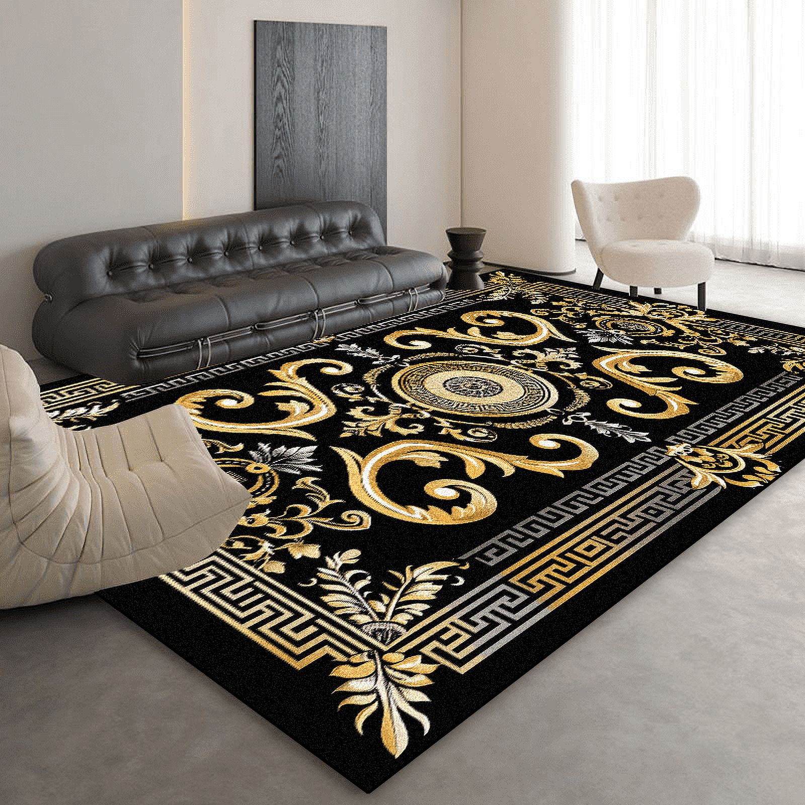 European Style Home Luxury Carpets Living Room Black Golden Carpet Sofa Area Large Floor Mat ...