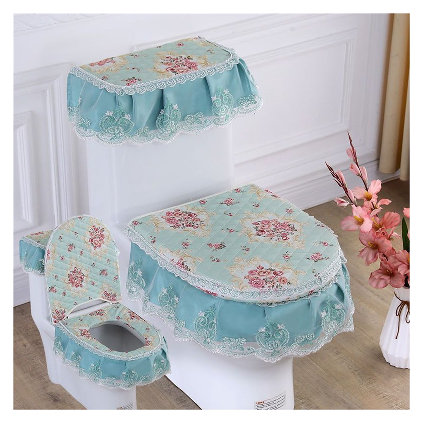 European Style Jacquard Toilet Seat Cover Three-piece Set Simple Toilet ...