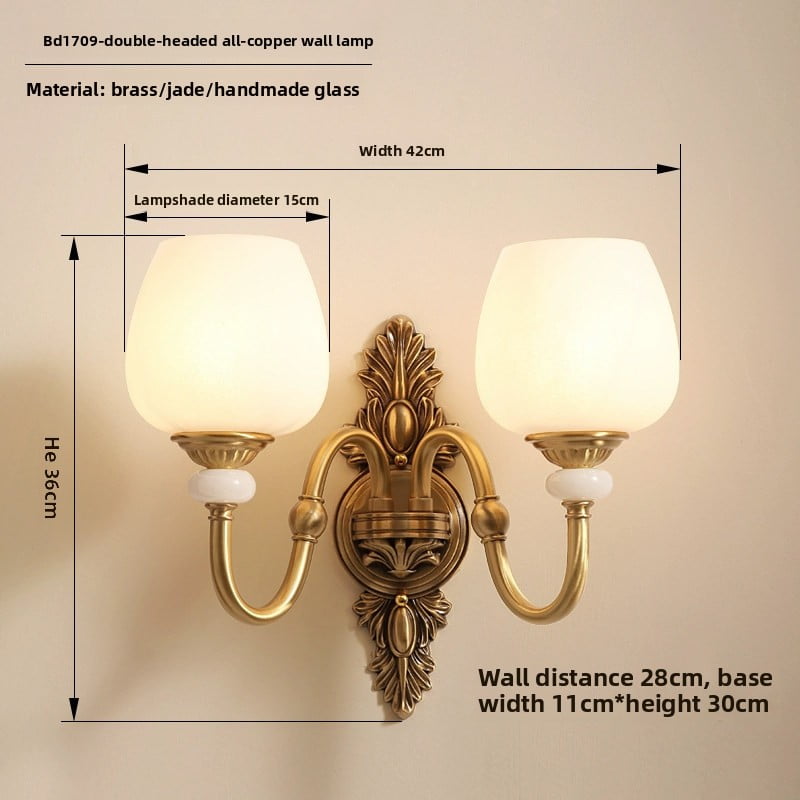 European Style LED Wall Sconce, Full Copper and Jade French Vintage ...