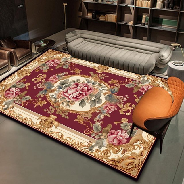 European Style Living Room Carpets ration Home Floral Printing Large ...