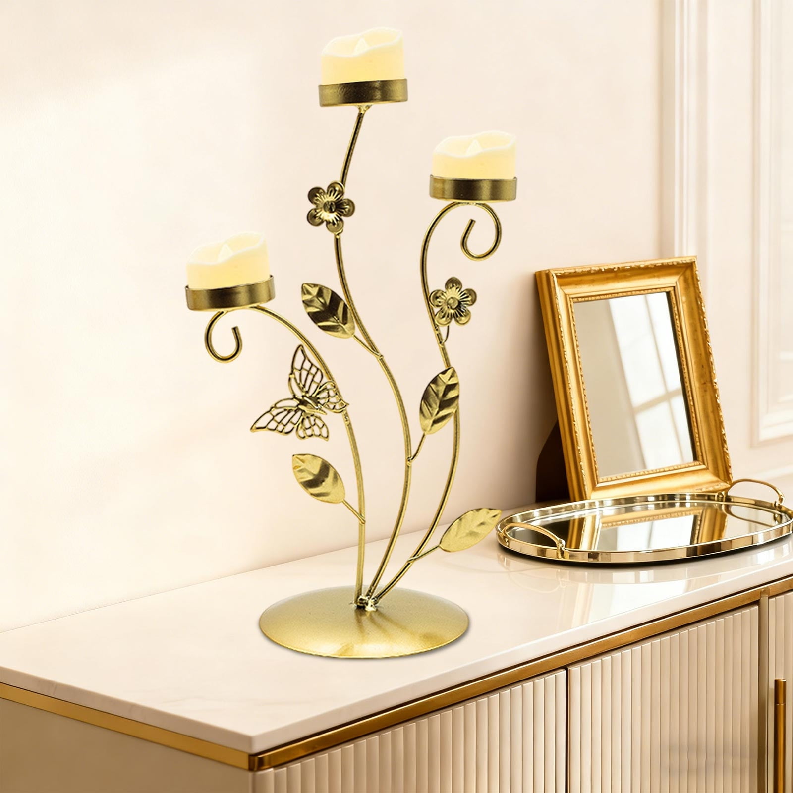 European-Style Luxurious Vintage Ironwork Floral Candlestick Ambient ...