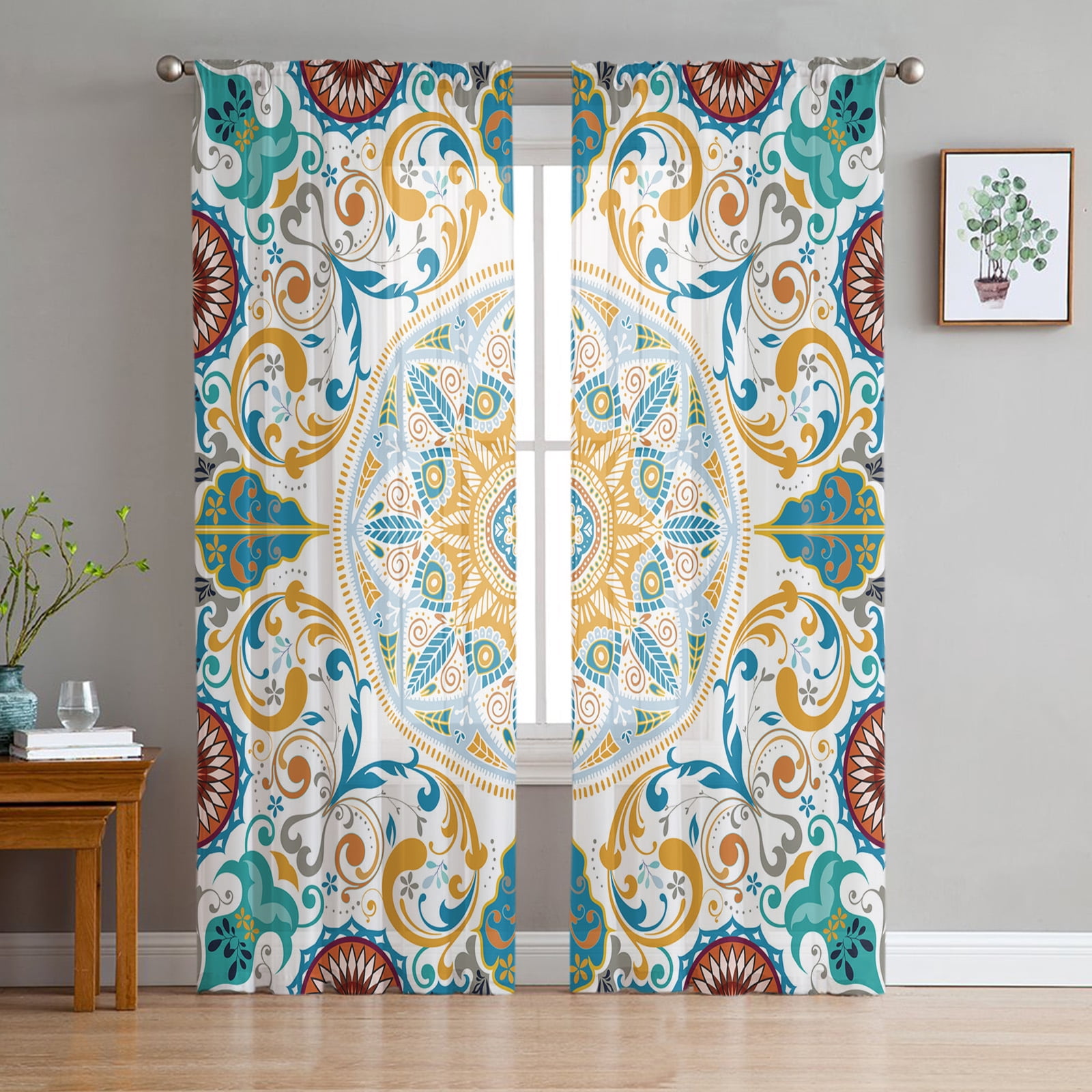 European Style Mandala Pattern Booth Tulle Curtains For Living Room ...