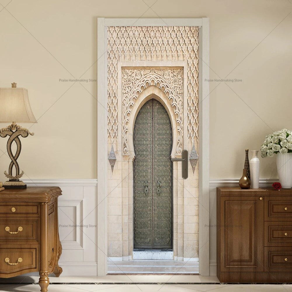 European Style PVC Decorative Stickers Arch Aisle Door Bedroom Sliding ...