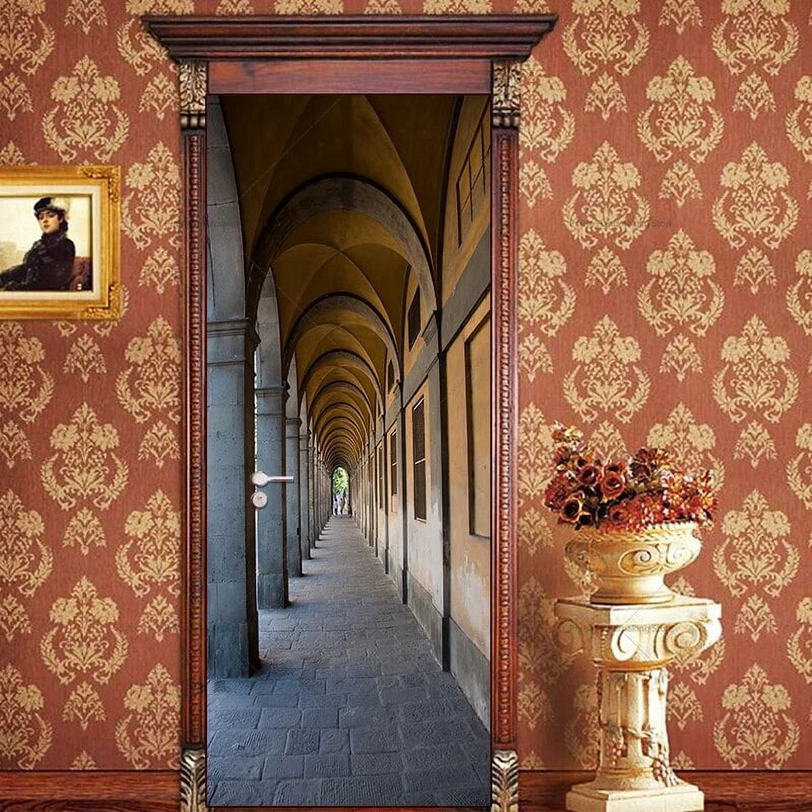 European Style PVC Decorative Stickers Arch Aisle Door Bedroom Sliding ...