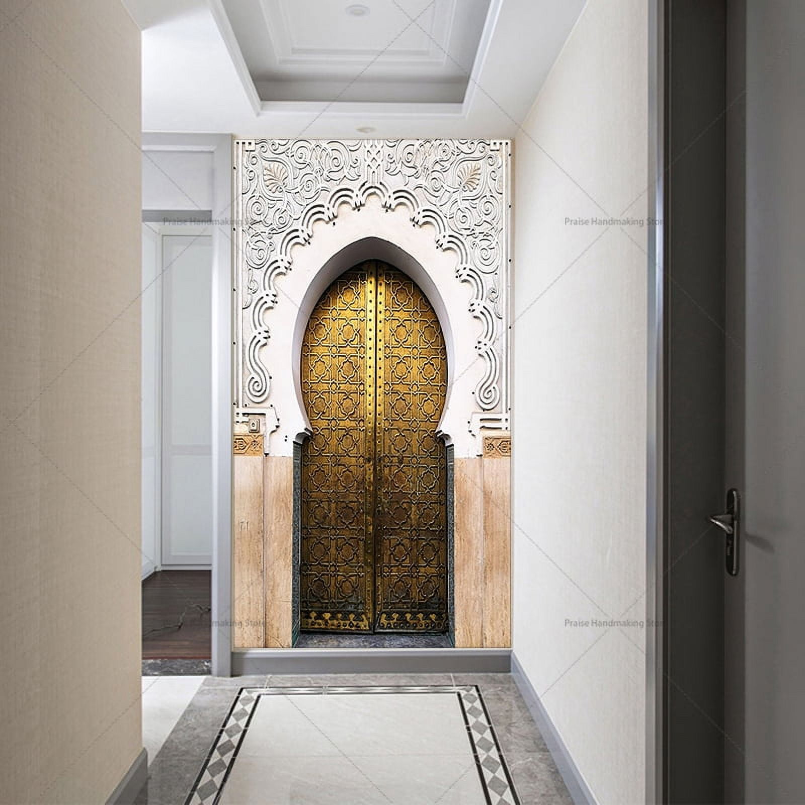 European Style PVC rative Stickers Arch Aisle Door Bedroom Sliding Door ...