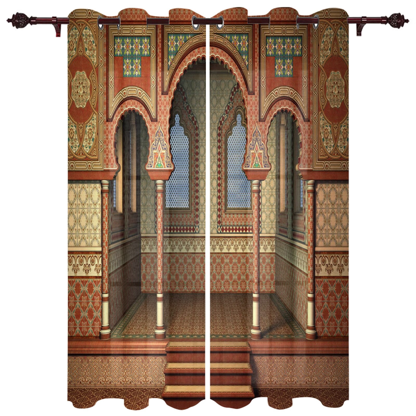 European Style Palace Building Ancient Valance Curtains for Living Room ...