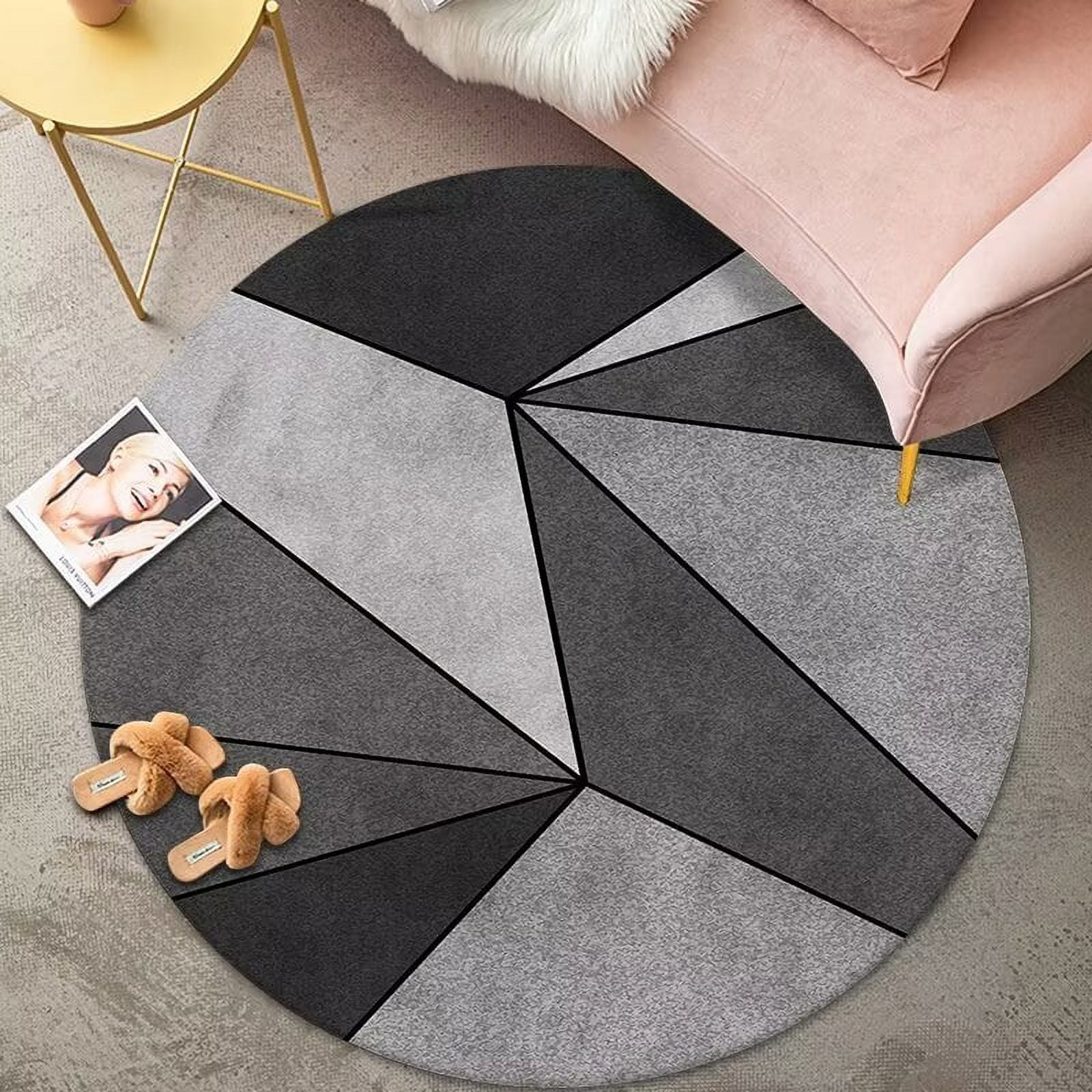 European Style Round Geometric Rugs for Living Room r Bedside Soft Rug ...