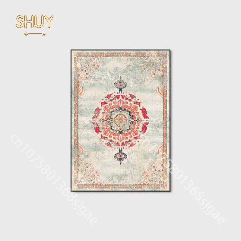 European Style Rug Floral Print Bedroom Bedside Area Rugs Retro Persian ...