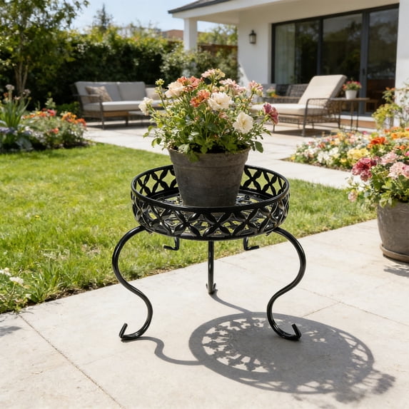 European Style Single Tier Wrought Iron Plant Stand Floor Standing ...