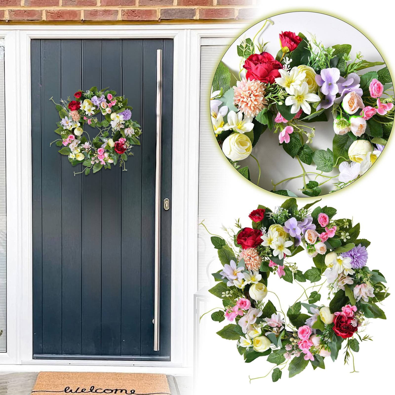 European Style Spring Camellia Floral Wreath for Elegant Home Door ...