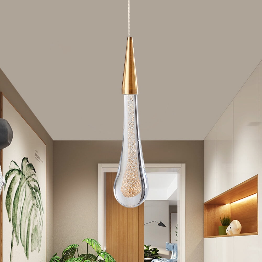 European Style Teardrop Crystal Pendant Lamp Metal Ceiling Single Light ...