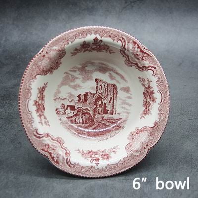 European Style The Old Britain Castles Pink Dinner Set Dinner Ceramic ...