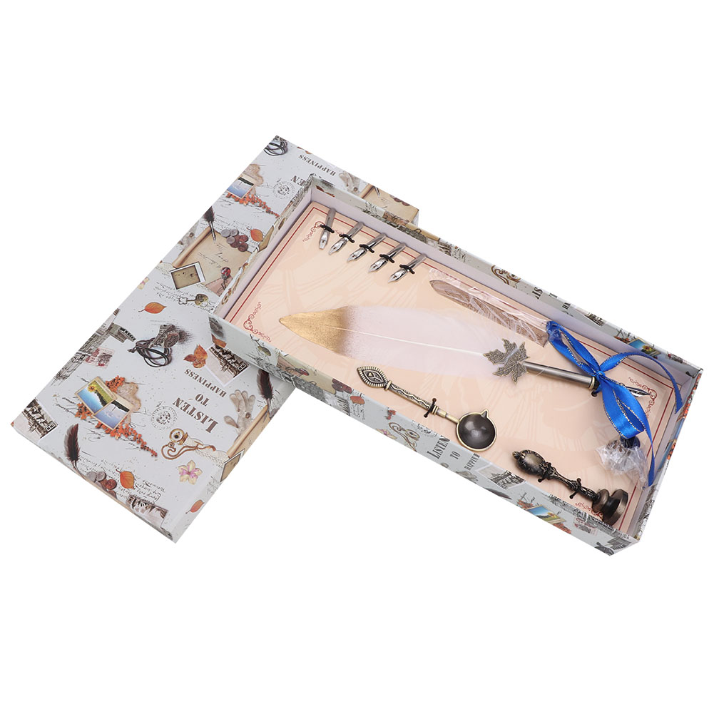 European Style Vintage Feather Fountain Pen Calligraphy Quill Dip Pen ...