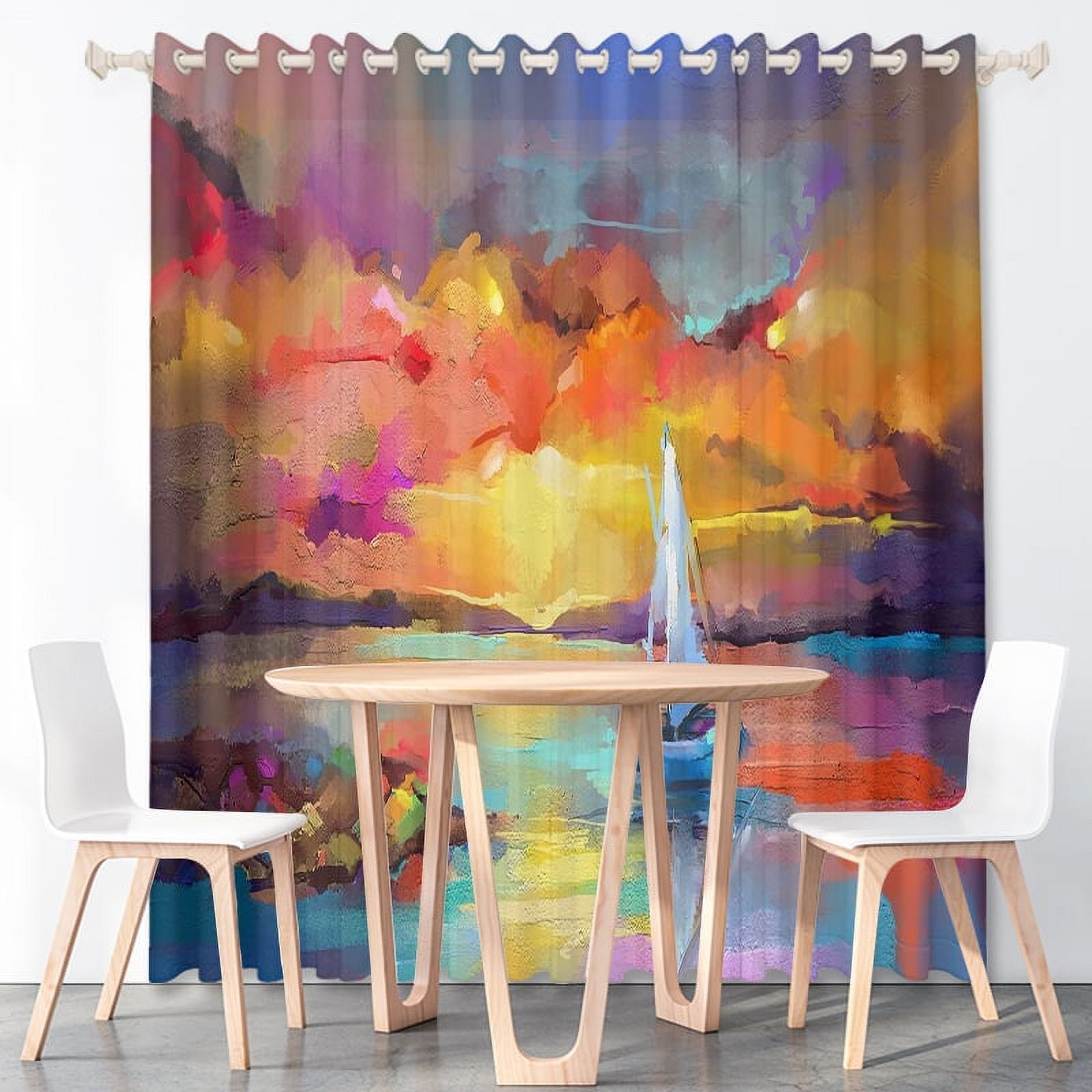 European Style Vintage Ocean Island HD Curtains Colors Sunset Custom ...