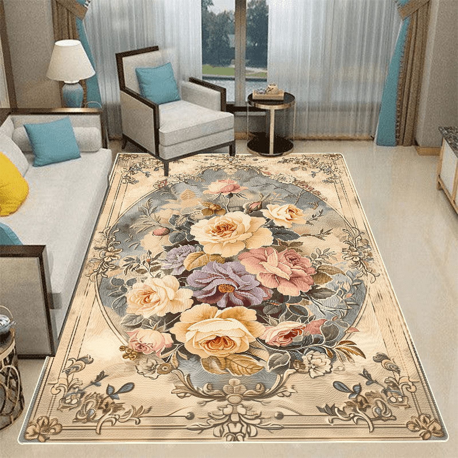 European Style ration Flower Carpets Living Room Light Luxury Carpet ...