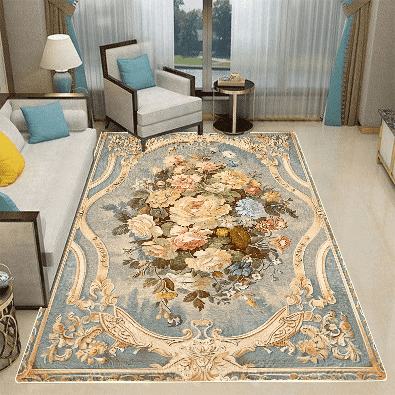 European Style ration Flower Carpets Living Room Light Luxury Carpet ...