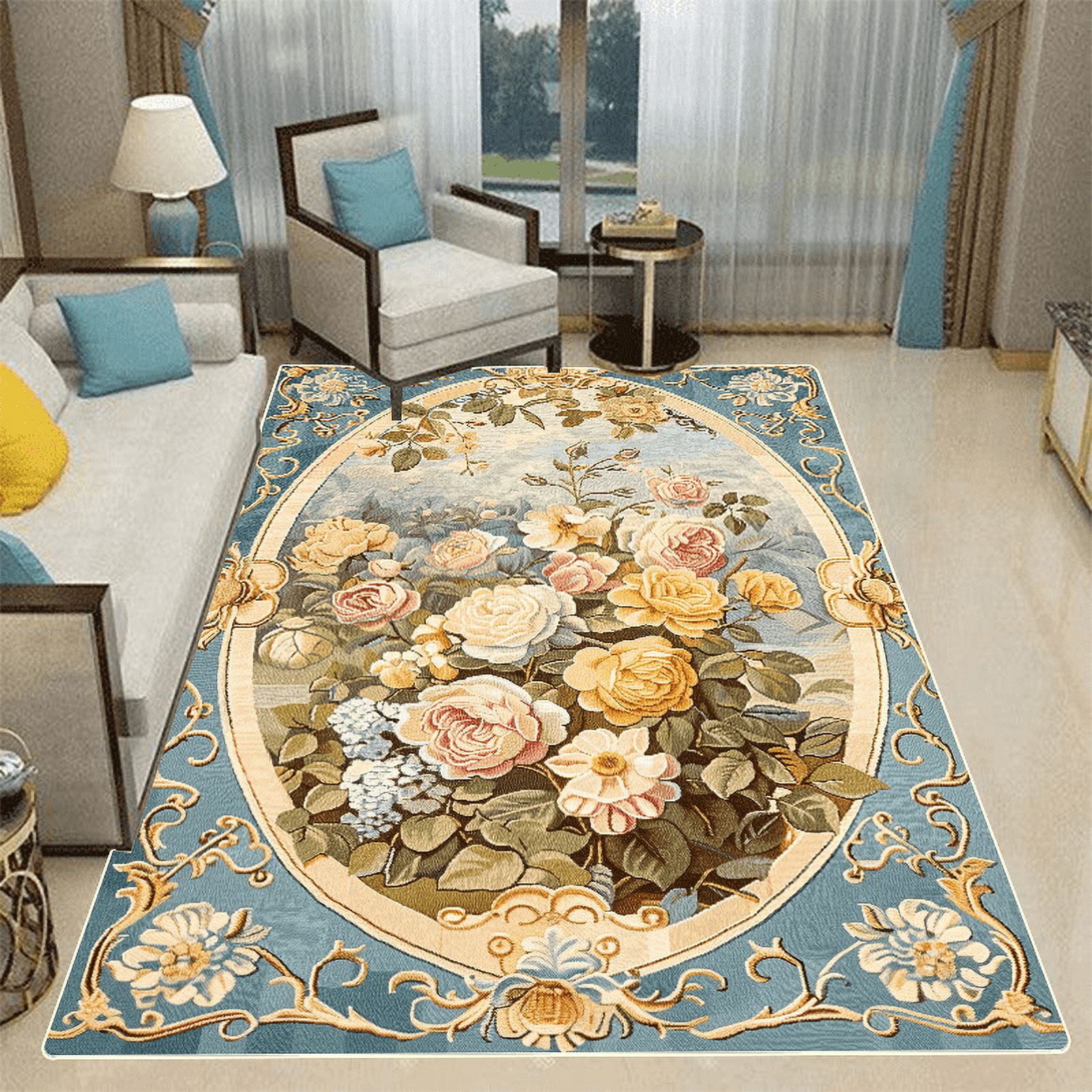 European Style ration Flower Carpets Living Room Light Luxury Carpet ...