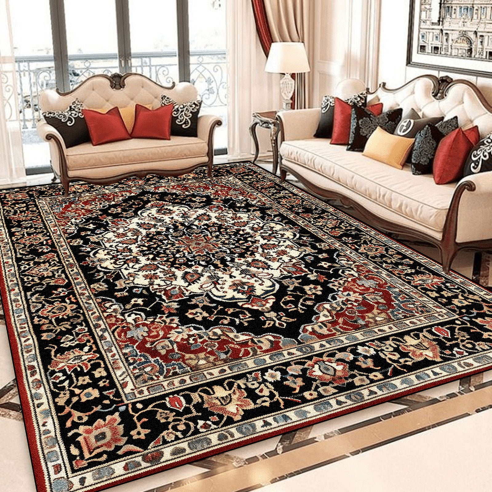 European Style ration Home Carpet Living Room Retro Persian Rugs Sofa ...