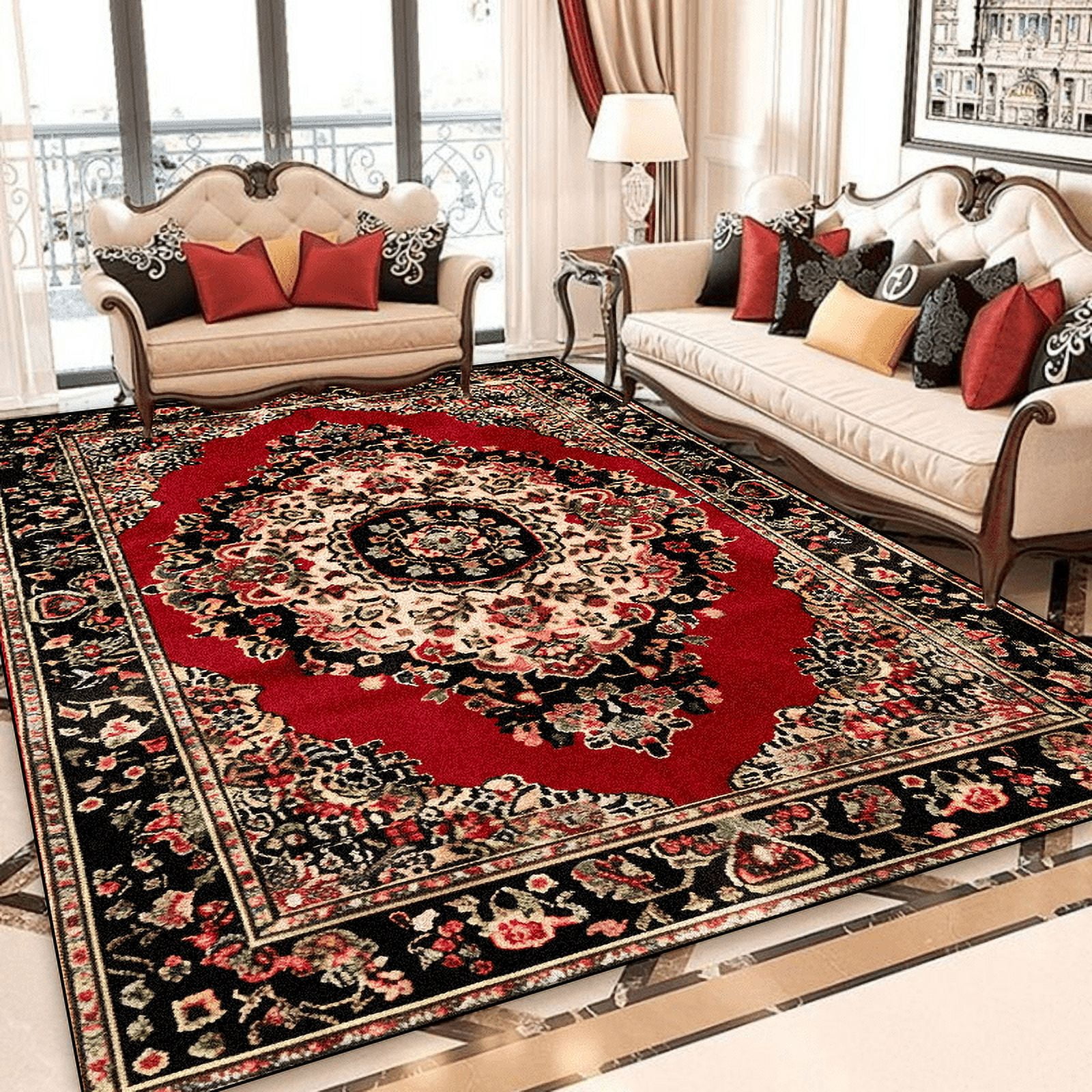 European Style ration Home Carpet Living Room Retro Persian Rugs Sofa ...