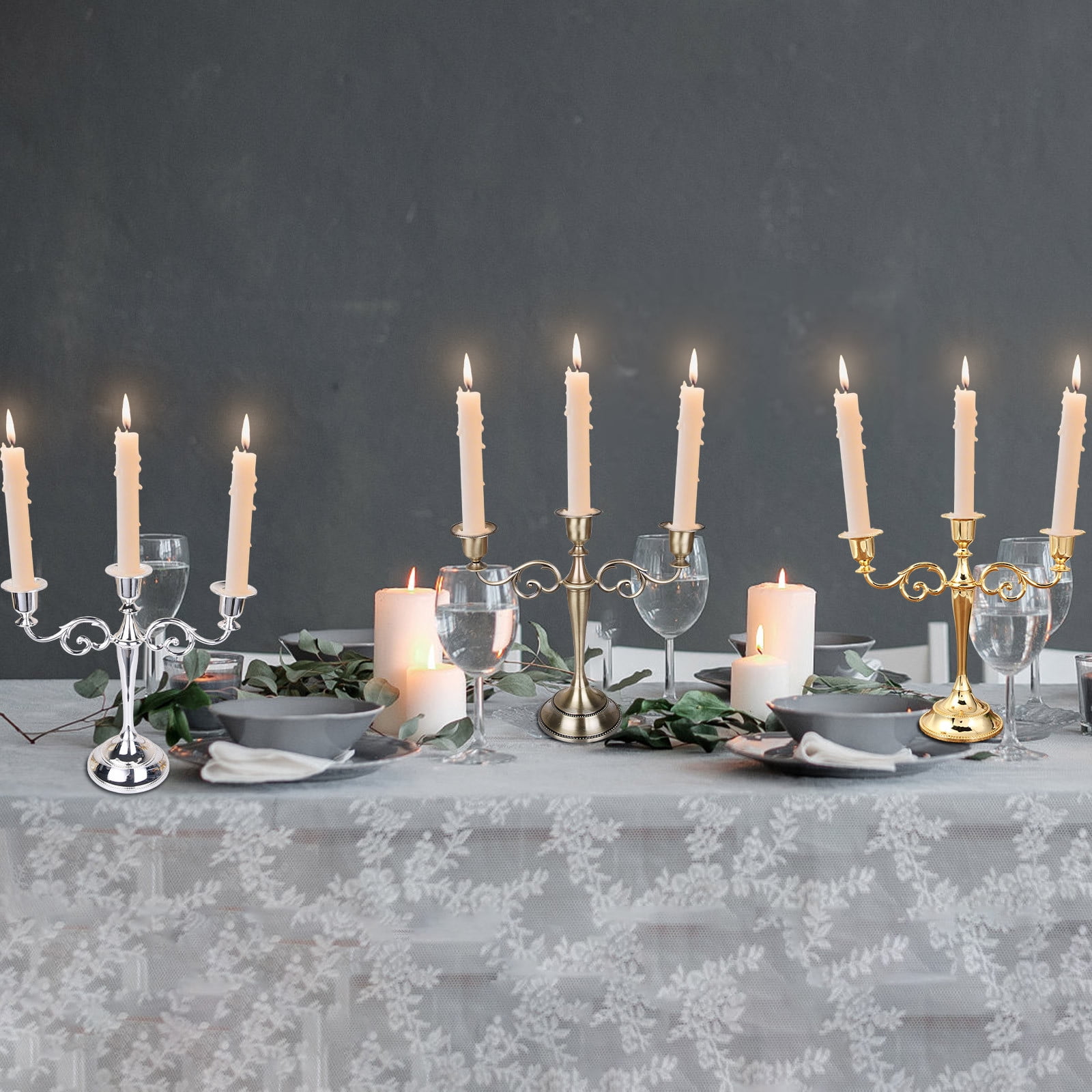European Three Arm Metal Candelabra Candlestick Holder Vintage Romantic ...