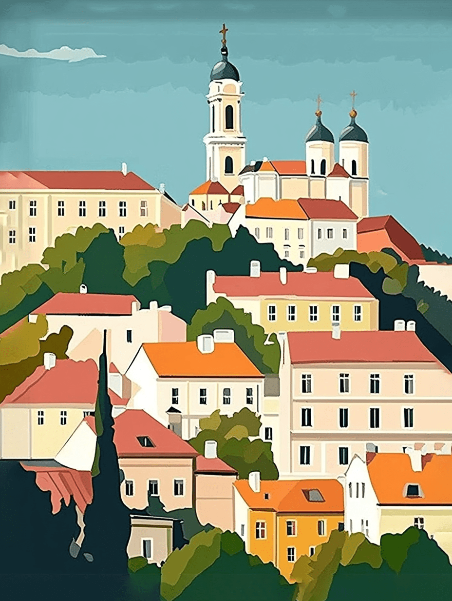 European Town Landscape Canvas Painting/Wall Art， Suitable for Living ...