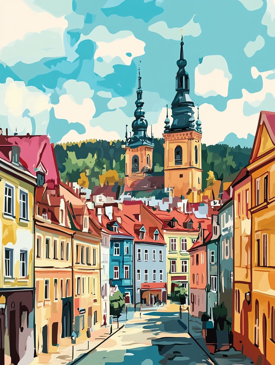 European Town Street View Canvas Painting/Wall Art， Suitable for Living ...