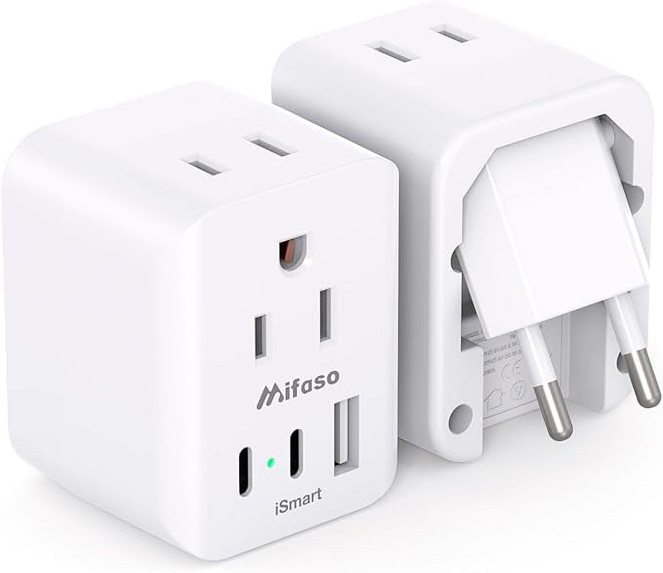 European Travel Plug Adapter, 2 Pack Foldable International Power Plug ...