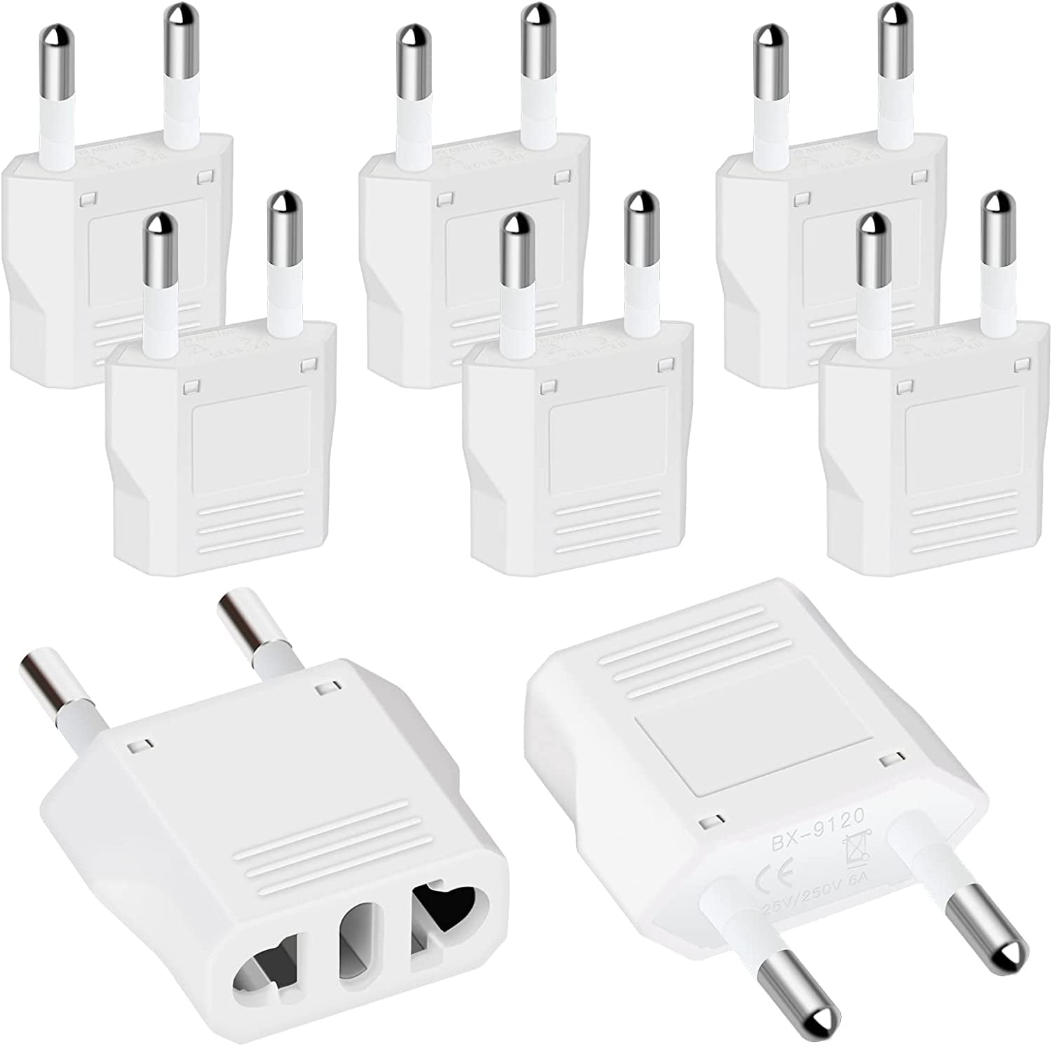 European Travel Plug Adapter 8 Pack, American US to Europe Plug Adapter ...