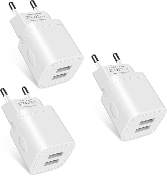 European Travel Plug Adapter Charger for iPhone Samsung Android Phone ...