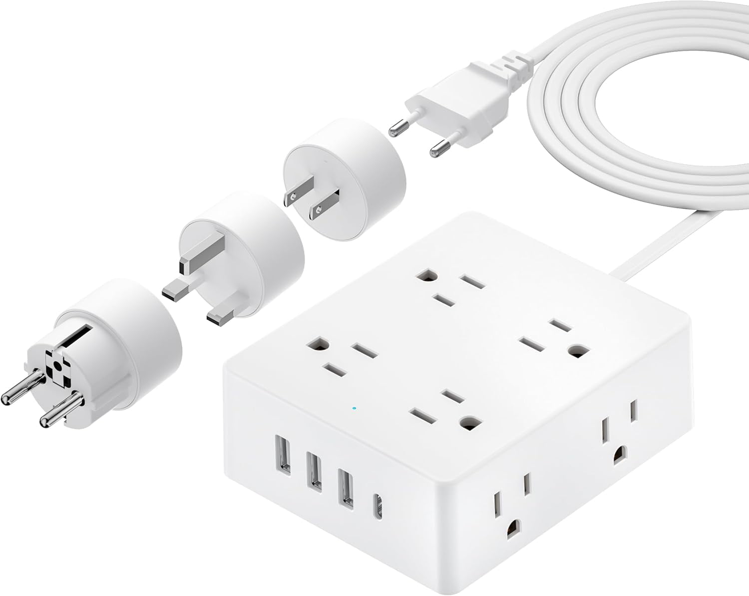 European Travel Plug Adapter, Olcorife Power Strip with EU UK US Plug ...